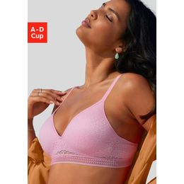 Lascana Damen Bralette-BH "Freya", Gr. 80, pink, Spitze, Obermaterial: 36% Polyamid, 29% Polyester, 27% Baumwolle, 8% Elasthan, BHs, ohne B&uuml;gel mit