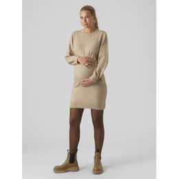 MAMALICIOUS Damen Umstandskleid "MLNEWANNE L/S ABK KNIT DRESS A. NOOS", beige, Gr. M, meliert, Strick, Obermaterial: 50% Polyacryl, 50% Polyester,