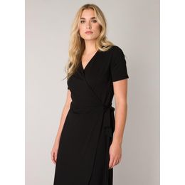 Base Level Damen Wickelkleid "Yvie", schwarz, Gr. 48, unifarben, Jersey, Obermaterial: 94% Viskose, 6% Elasthan, Kleider, In bequemer, elastischer