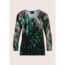 Madeleine Mode MADELEINE Damen Langarmshirt "Blusenshirt Elegantes Shirt mit All-Over-Print", schwarz, Gr. 40, Obermaterial: 95% Viskose CV. 5% Elasthan EL., Shirts