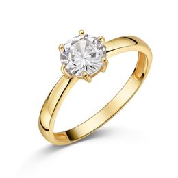 Firetti Damen Fingerring "Schmuck Geschenk Silber 925 Damenring Ring Solit&auml;r", 58, Silber 925 (Sterlingsilber), 2mmgelbgoldfarben, kristallwei&szlig;,