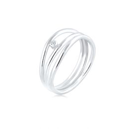 Elli DIAMONDS Damen Diamantring "Wickelring Asymmetrisch Diamant (0.015ct.) Silber", 56mm, P1 = bei 10-facher Vergr&ouml;&szlig;erung erkennbare Einschl&uuml;sse mit