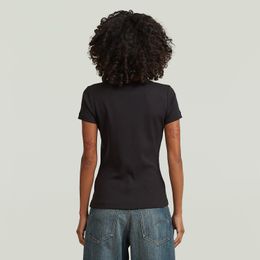 G-Star Raw G-STAR Damen T-Shirt "Slim Rib Wmn", schwarz, Gr. M, unifarben, Single Jersey, Obermaterial: 98% Baumwolle, 2% Elasthan, Shirts, in Rundhalsform