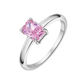 Firetti Damen Fingerring "Schmuck Geschenk Silber 925 Damenring Ring Quadrat", 58, Silber 925 (Sterlingsilber), 2mm, pink, Silber 925