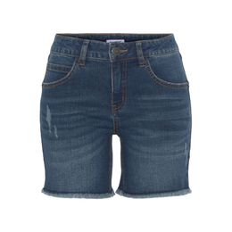 Kangaroos Damen Jeanshotpants, blau, Gr. 40, Destroyed-Effekte, Denim/Jeans, Obermaterial: 76% Baumwolle, 16% Polyester, 7% Viskose, 1% Elasthan,