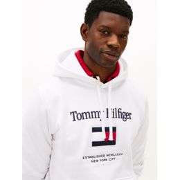Tommy Hilfiger Herren Hoodie "TOMMY EMBRO FLAG", wei&szlig;, Gr. L, Sweatware, Obermaterial: 64% Baumwolle, 36% Polyester, Sweatshirts, normale Passform,