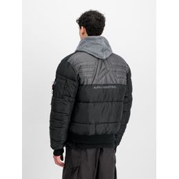 Herren Steppjacke "MA-1 Logo Puffer", schwarz, Gr. M, Alpha Industries, unifarben, Web, Obermaterial: 100% Polyester, Jacken