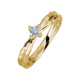LYOMI Damen Fingerring "585/- Gelbgold 1 synth. Diam. 0,15ct.", 050 (15,9), 0,15 VS = sehr kleine Einschl&uuml;sse, Goldgelb, Gold, Fingerringe