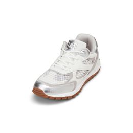 Marc O'Polo MARC O'POLO Damen Sneaker "mit weitmaschigem Mesh-Einsatz", Gr. 39, silber, Obermaterial: 80% Polyester, 20% Leder, unifarben, Schuhe