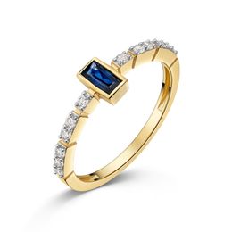 Firetti Damen Fingerring "Schmuck Geschenk Gold 333 Damenring Ring Baguette", 56, Gelbgold 333, 1,8mm, blau, Gelbgold 333, Fingerringe, mit Saphir,