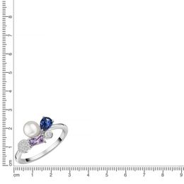 Firetti Damen Fingerring "Schmuck Geschenk Silber 925 Damenring Ring Baguette Kreis Tropfen", 60, Perlen Silber 925 (Sterlingsilber), 2mm, lila,