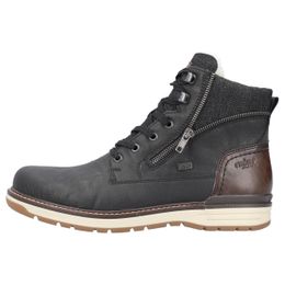 Rieker Herren Winterboots, Gr. 41, schwarz, Lederimitat, Textil, Schuhe, mit wasserabweisender RiekerTEX-Membran