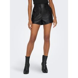 Only Damen Lederimitathose "ONLTRICIA FAUX LEATHER SHORTS OTW NOOS"schwarz, Gr. XS, unifarben, Web, Obermaterial: 100% Polyester, Hosen