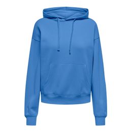 Only Damen Kapuzensweatshirt "ONLBEST L/S HOOD SWT NOOS", blau, Gr. L, unifarben, Sweatware, Obermaterial: 65% Polyester, 35% Baumwolle, Sweatshirts