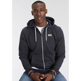 DELMAO Herren Kapuzensweatjacke, blau, Gr. S, unifarben, Sweatware, Obermaterial: 60% Baumwolle, 40% Polyester. Kapuzenfutter: 60% Baumwolle, 40%
