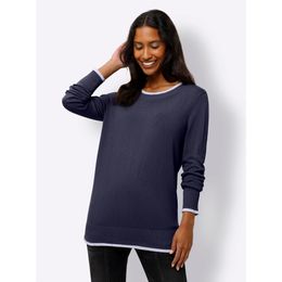 Heine Damen Strickpullover "Pullover", blau, Gr. 34, unifarben, 70% Viskose, 30% Polyamid, Pullover