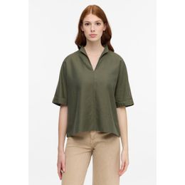 Eterna Damen Longbluse "OVERSIZE FIT", gr&uuml;n, Gr. 34, 59% Baumwolle, 41% Leinen, Blusen, EASY IRON (b&uuml;gelleicht)