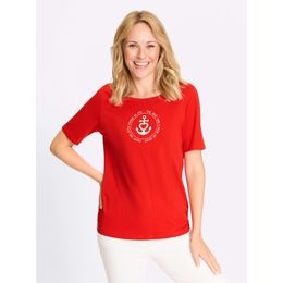 Kurzarmshirt Classic Basics "Shirt", Damen, Gr. 38, rot, 100% Baumwolle, bedruckt, gemustert, Rundhals, Shirts