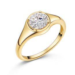 Firetti Damen Fingerring "Schmuck Geschenk Silber 925 Damenring Ring Solit&auml;r", 54, Silber 925 (Sterlingsilber), 1,4mm, gold, Silber 925