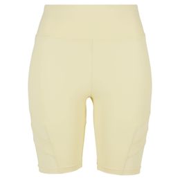 Urban Classics Damen Stoffhose "Urban Classics Damen Ladies High Waist Tech Mesh Cycle Shorts"softgelb, Gr. S, unifarben, 80% Polyimid, 20% Elasthan,