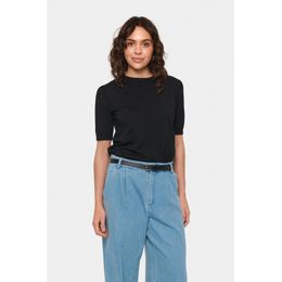 Saint Tropez Damen Kurzarmpullover "MilaSZ SS", schwarz, Gr. XL, unifarben, Strick, Obermaterial: 80% Viskose, 20% Polyacryl, Pullover,