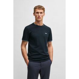 BOSS Green Herren T-Shirt "Taul Stretch-Baumwoll-Pique", blau, Gr. S, Single Jersey, Obermaterial: 92% Baumwolle, 8% Elasthan, Shirts, aus softem