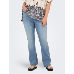 Only CARMAKOMA Damen Bootcut-Jeans "CARSALLY HW SK FLARED DNM BJ759", blau, Gr. 52, Denim/Jeans, Obermaterial: 64% Baumwolle, 31% Polyester, 3%