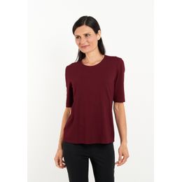 Seidel Moden Damen T-Shirt, rot, Basic, Gr. 46, unifarben, Jersey, Obermaterial: 94% Viskose, 6% Elasthan, Shirts, mit Rundhalsausschnitt, MADE IN