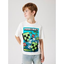 name it Jungen T-Shirt "NKMMUS f&uuml;r Jungen mit Minecraft-Print und elastischem Bund"cloud dancer (blank), Gr. 134, bedruckt, Jersey, Obermaterial: 95%
