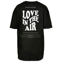 Merchcode Damen T-Shirt "Merchcode Damen Ladies Love In The Air Oversized Boyfriend Tee", schwarz, Gr. XS, bedruckt, 100% Baumwolle, Shirts