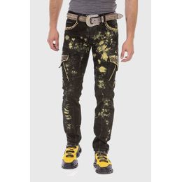 Cipo & Baxx CIPO & BAXX Herren Straight-Jeans "Jeans", gelb, Gr. 30, unifarben, 98% Baumwolle, 2% Elasthan, Jeans, in Straight-Fit