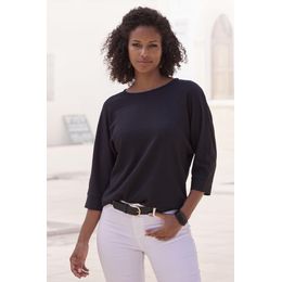 Vivance Damen 3/4-Arm-Shirt "aus b&uuml;gelfreier Cr&ecirc;pe-Qualit&auml;t", schwarz, Gr. 36, unifarben, Cr&ecirc;pe, Obermaterial: 98% Polyester, 2% Elasthan, Shirts