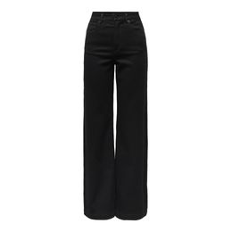 Only Damen High-waist-Jeans "ONLMADISON-ROYAL HW WIDE DNM PIM600"schwarz denim, Gr. S, unifarben, Denim/Jeans, Obermaterial: 69% Baumwolle, 29%