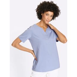 Kurzarmshirt Classic Basics "Kurzarm-Shirt", Damen, Gr. 38, bleu, 100% Baumwolle, unifarben, Rundhals, Shirts