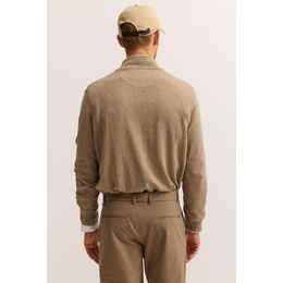 Bugatti Herren Troyer "Regular Fit"50, beige, Gr. XXXL, unifarben, Strick, 100% Baumwolle, Pullover, aus Baumwolle mit Rei&szlig;verschluss