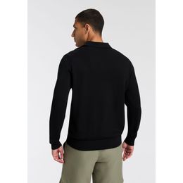 BOSS Orange Herren Polokragenpullover "Asac Cotton Wool", schwarz, Gr. L, unifarben, Strick, Obermaterial: 85% Baumwolle, 15% Kapok, Pullover, mit