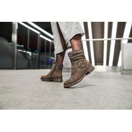 Rieker Damen Stiefelette, Gr. 37, braun, Lederimitat, used, Schuhe, Boots, Blockabsatz, slouchy Schaft und Innenrei&szlig;verschluss