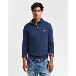 Gant Herren Troyer "CLASSIC COTTON HALF ZIP", blau, Gr. XL, Strick, Obermaterial: 100% Baumwolle, Pullover, mit gerippten Details