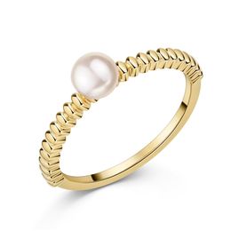 Firetti Damen Perlenring "Schmuck Geschenk Silber 925 Damenring Ring Kugeln", 52, Perlen Silber 925 (Sterlingsilber), 1,5mmgelbgoldfarben, wei&szlig;,