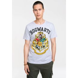 logoshirt Herren T-Shirt "Hogwarts-Logo", grau, Gr. XL, bedruckt, meliert, 95% Baumwolle, 5% Viskose, Shirts, mit hochwertigem Siebdruck