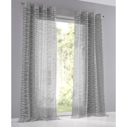Vorhang Kutti, B:135cm H:175cm, grau, Baumwolle, Polyester, Wohnzimmer, Gardinen, "Enya", Ausbrenner, modernes Design