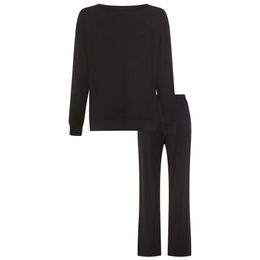 BOSS Damen Pyjama "ELEMENT", Gr. Lschwarz 001, Jersey, Obermaterial: 95% Viskose, 5% Elasthan, Homewear-Sets