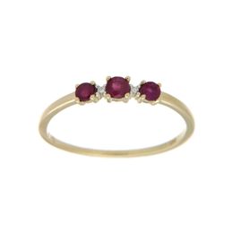 Firetti Damen Fingerring "Schmuck Geschenk Gold 333 Damenring Goldring Edelstein Farbstein Rubin", 16, 0,01 P2 = erkennbare Einschl&uuml;sse, Diamanten