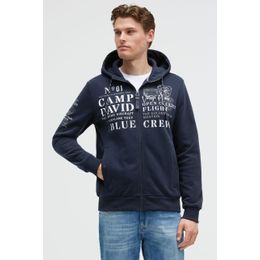 CAMP DAVID Herren Kapuzensweatjacke, blau, Gr. 4XL, bedruckt, bestickt, Material: 50% Baumwolle, 50% Polyester, Sweatjacken, Eingrifftaschen mit