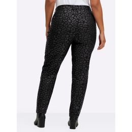 sheego Damen Webhoseschwarz, bedruckt, Gr. 50, bedruckt, gemustert, mehrfarbig, 78% Viskose, 19% Polyamid, 3% Elasthan, Hosen