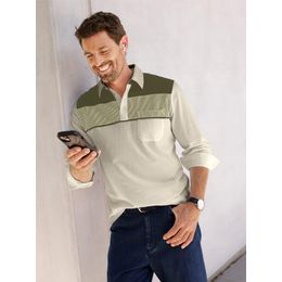 Catamaran Herren Poloshirt "Langarm-Poloshirt", gr&uuml;n, Gr. 48, gemustert, gestreift, mehrfarbig, 100% Baumwolle, Shirts