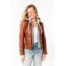 Mauritius Damen Lederjacke "MWAleni"whiskey, Gr. XS, unifarben, Obermaterial: 100% Schafsleder. Futter: 100% Baumwolle. Kapuze: 55% Baumwolle, 45%