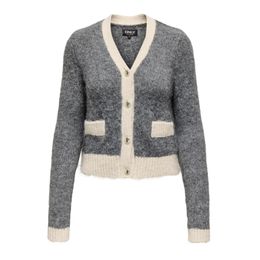 Only Damen Strickjacke "ONLMAGGIE LIFE LS V-NECK CARDI CC KNT", grau, Gr. XS, meliert, Strick, Obermaterial: 70% Polyester, 21% Nylon, 8% Wolle, 1%
