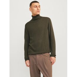 Jack & Jones JACK & JONES Herren Rollkragenpullover "Emil Knit Roll", gr&uuml;n, Gr. XS, Obermaterial: 60% Baumwolle, 20% Nylon, 20% Viskose, Pullover