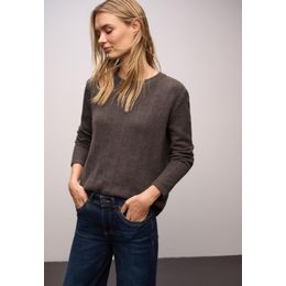 Street One Damen Strickpullover, grau, Gr. 46, Strick, Obermaterial: 37% Polyacryl, 29% Baumwolle, 29% Polyester, 5% Nylon, Pullover, mit Rundhals,